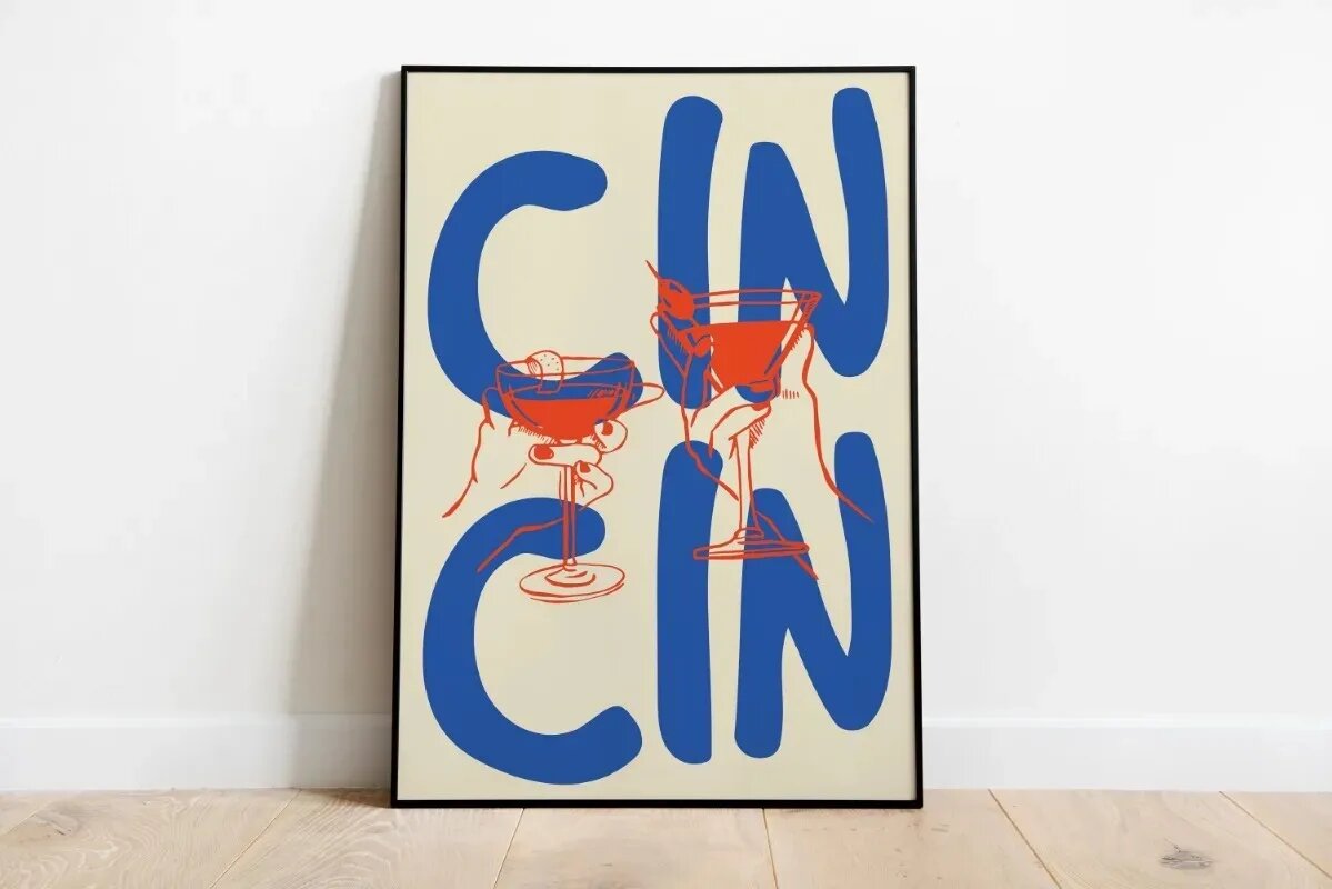 Плакат "Cincinnati" Ретро Коктейль 20x30см, CJ55003