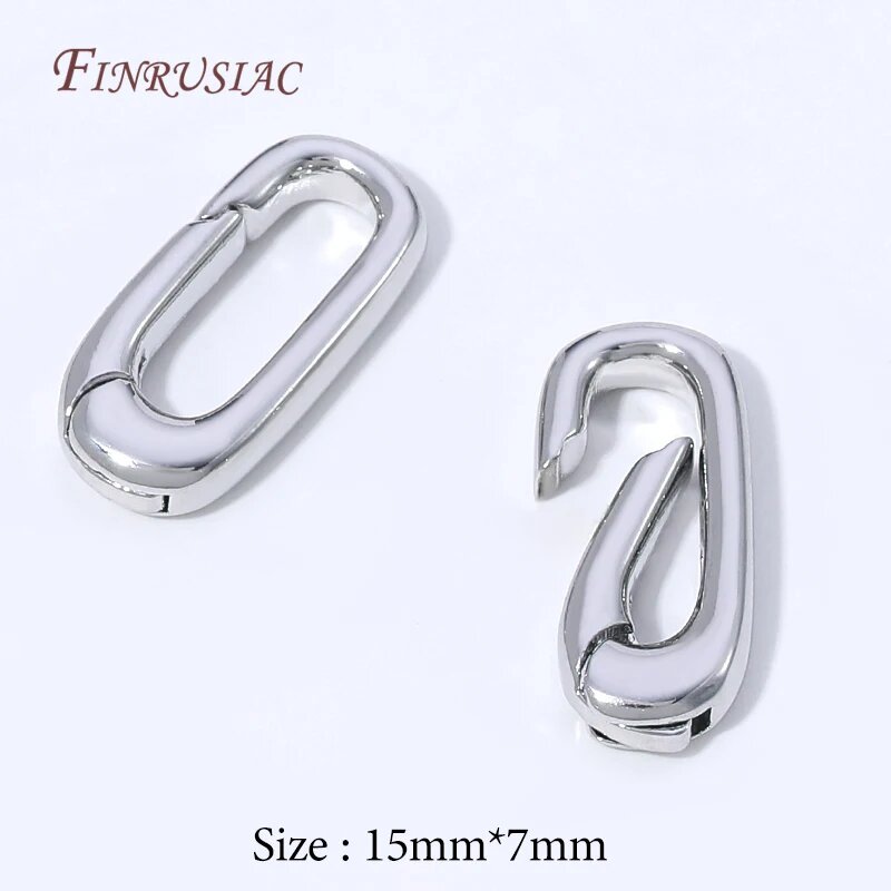 Золотая застежка-карабин FINRUSIAC 15x7 мм 1 piece, Rhodium Plated