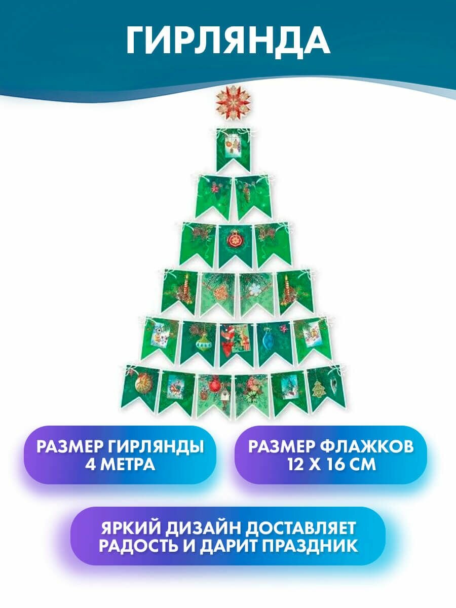 Гирлянда на ленте "Новогодняя елочка", 400 см