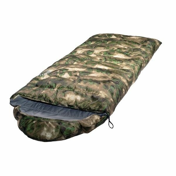 Спальный мешок TRAVELLER camo R-zip от -12 С (с подголовником 230x90см) 394-472