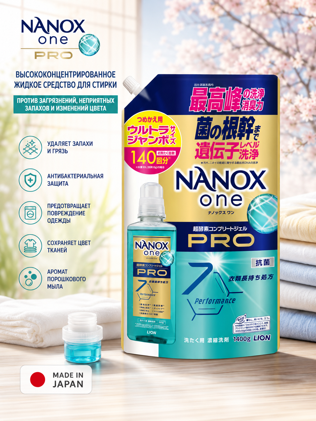 Гель для стирки жидкое средство NANOX one PRO 1400 г