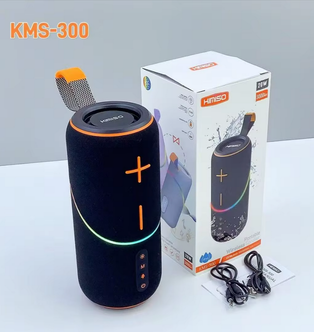 Беспроводная колонка портативная Extra Bass FM, TWS. USB, TFcard LED KMS-300 (черный)