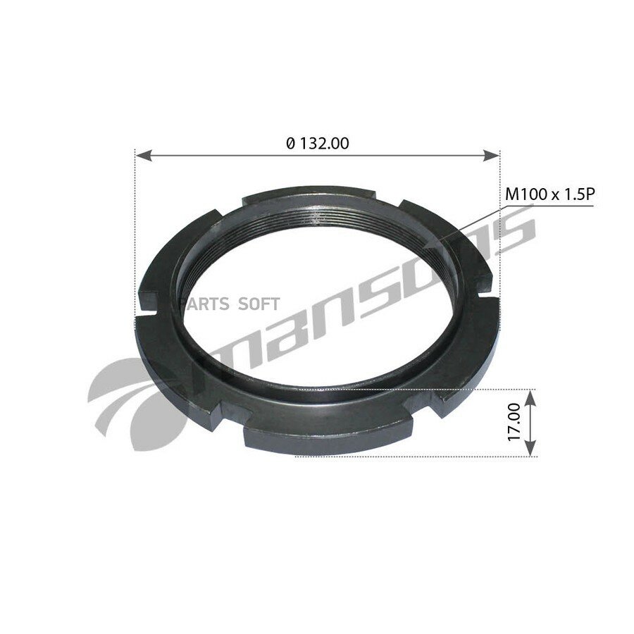 Гайка ступицы M100x1,5 MAN TGA/TGS/TGX от официального дистрибьютора, MANSONS, артикул 400644