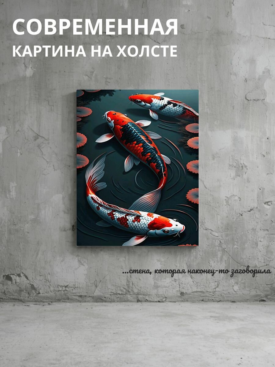 Картина на холсте Кои в воде 20x30 см