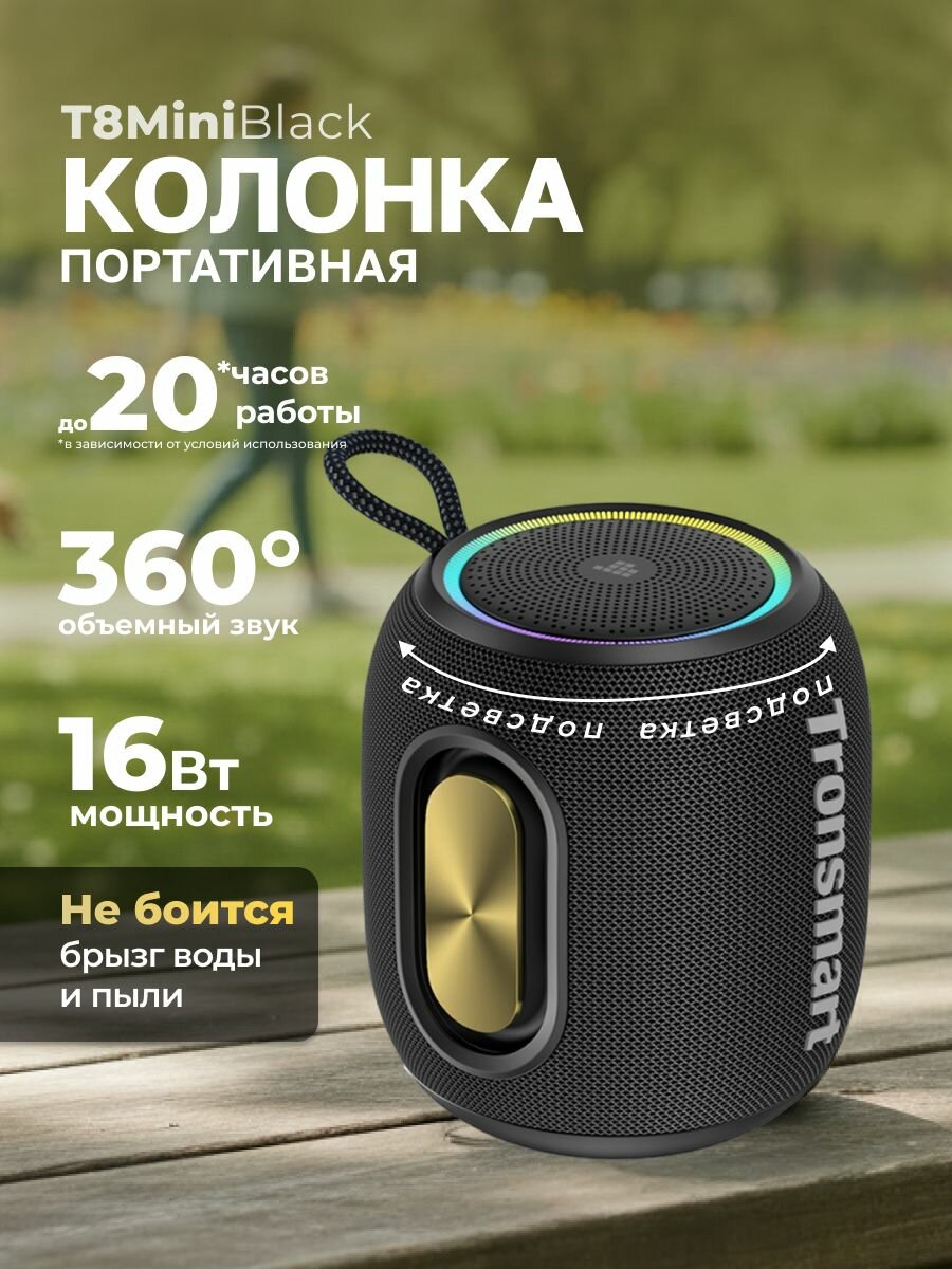 TRONSMART Портативная колонка Portable Outdoor Speaker 16W T8MiniBlack
