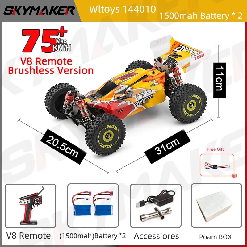 WLtoys 144010 V8 радиоуправляемая машина без щеток 1:14 75 км/ч Высокоскоростная Металлическая 4WD Драйв Офф-роуд 2.4G Передатчик 1/14 радиоуправляемая гоночная машина VS 144010