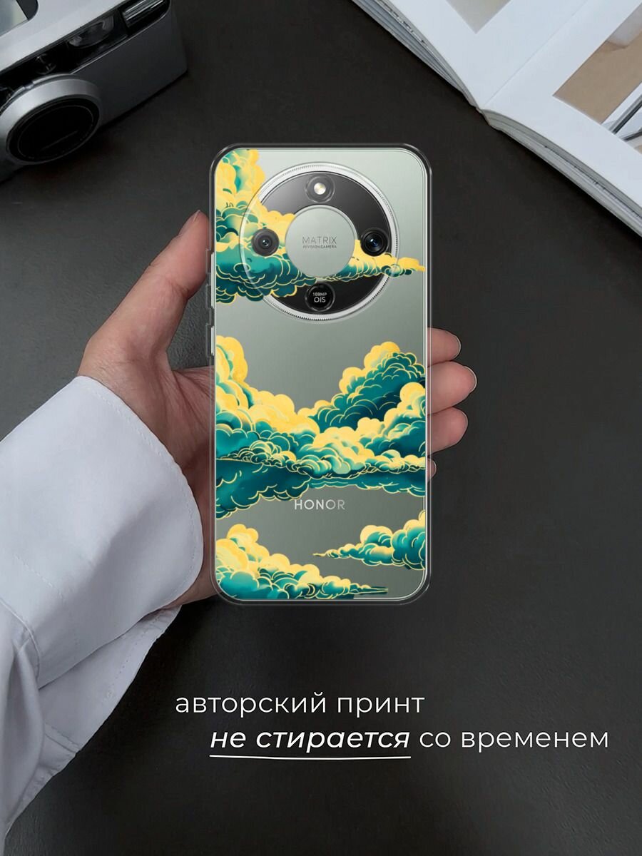 Чехол на Honor X9d / Хонор X9d с принтом Облака и космос, прозрачный — фото 1