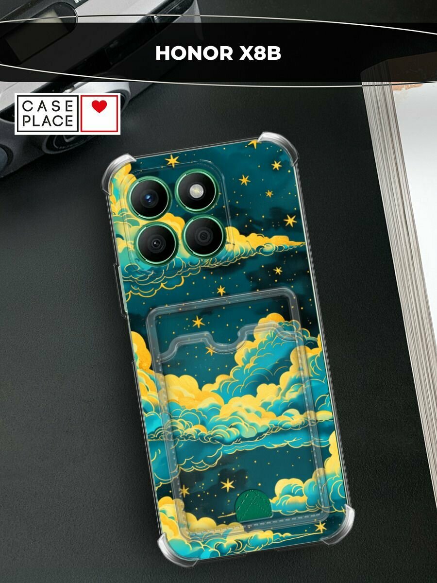 Чехол на Honor X8b (Хонор X8B) с картой и принтом Облака и космос