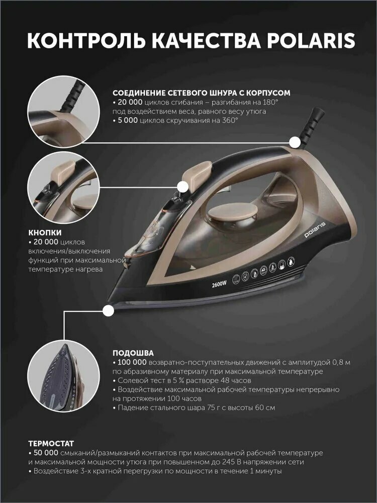 Популярный утюг Polaris PIR 2605AK, 3 метра