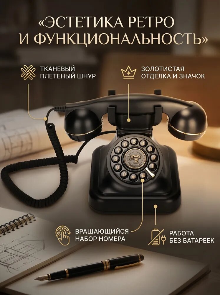 Винтажный телефон с диском: ретро-шик и качество для уникального подарка