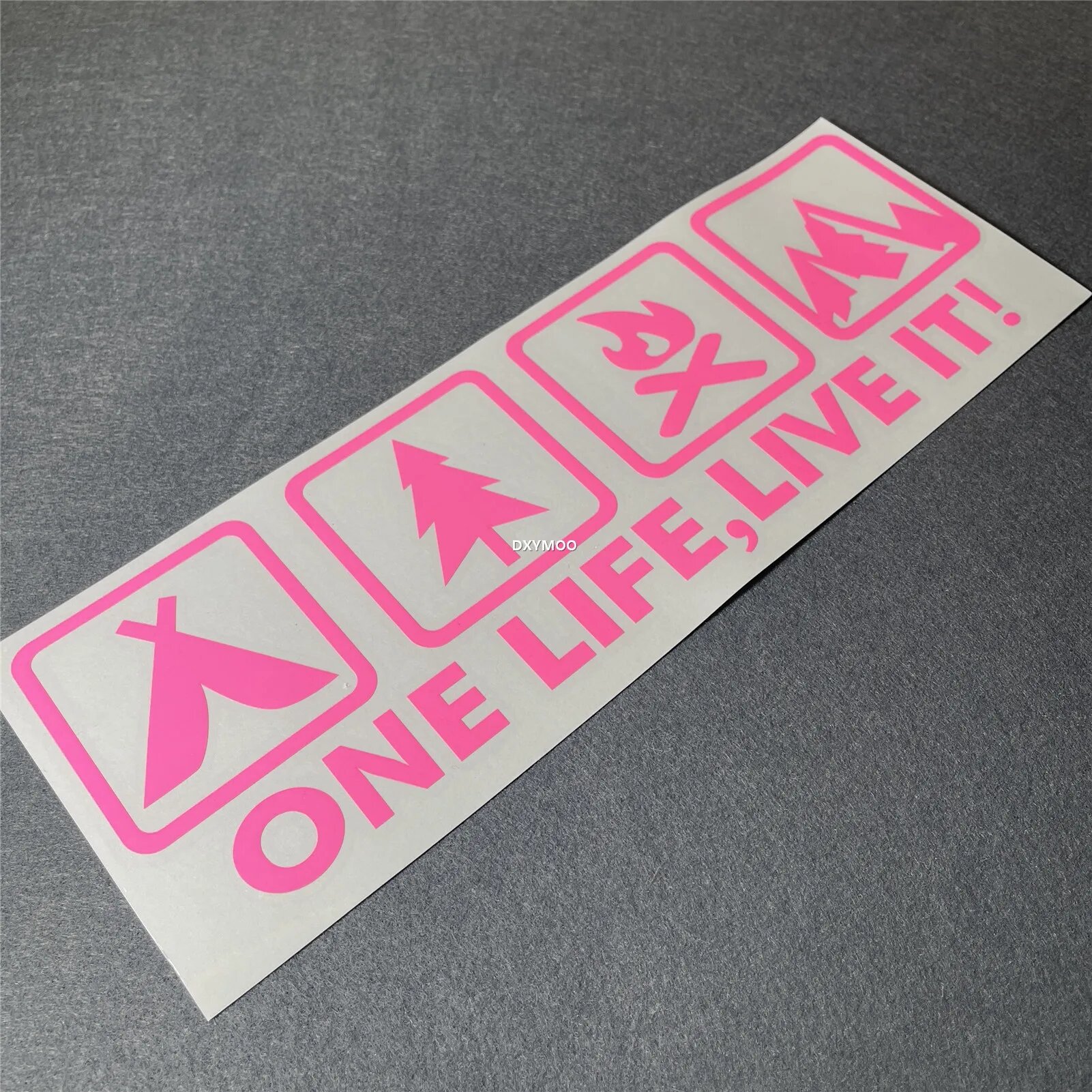 Наклейка на авто "Одна жизнь, Live It" Розовый 18x6cm