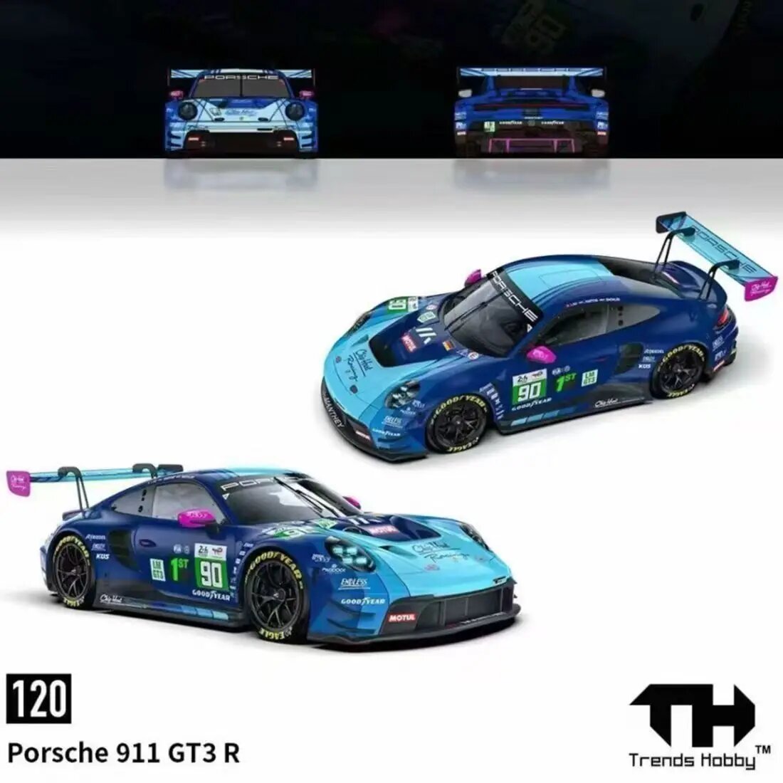 Коллекционная модель TSM MODEL Porsche 911 GT3 R 1:64 Синий, TH-120