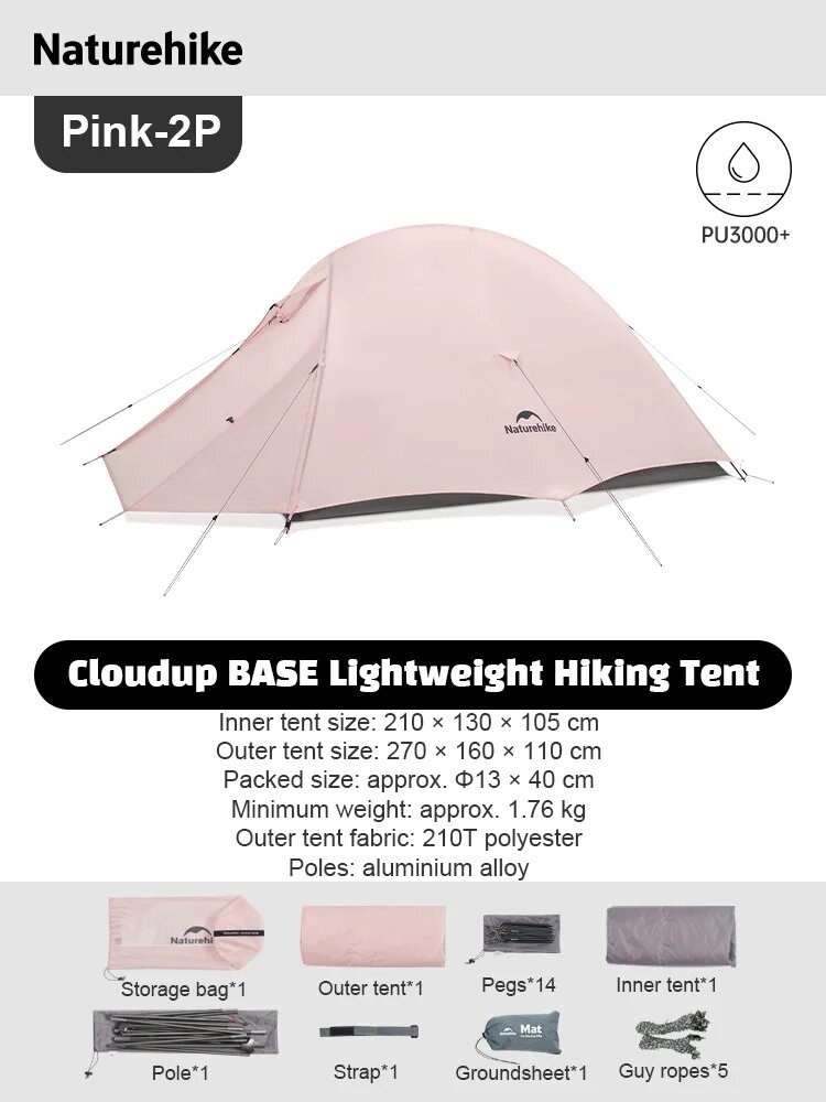 Naturehike CloudUp Base Треккинговая палата 1-2 человек розовая/синяя Pink 2P