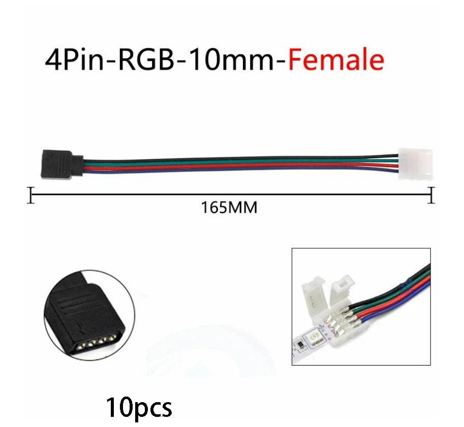 4-контактный разъем для светодиодной ленты RGB LED 5050 3528, удлинитель 160 мм, мужской, кабель 10 см, удлинительные кабели для светодиодной ленты, зажим