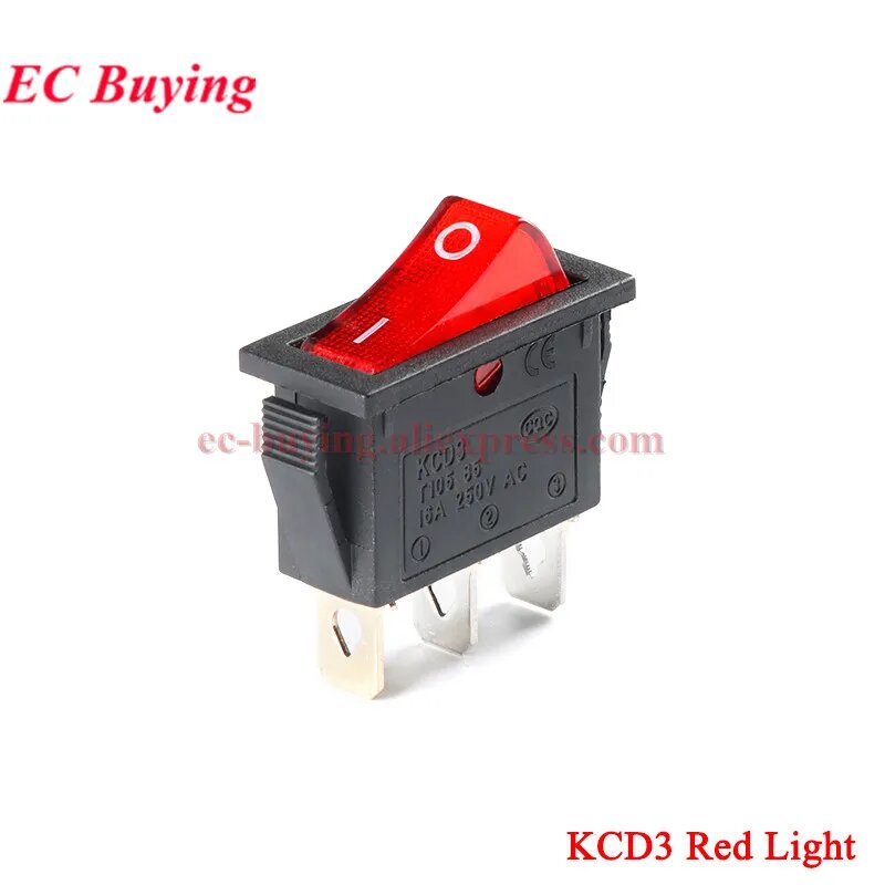 Переключатель KCD3 Red Light, 5шт