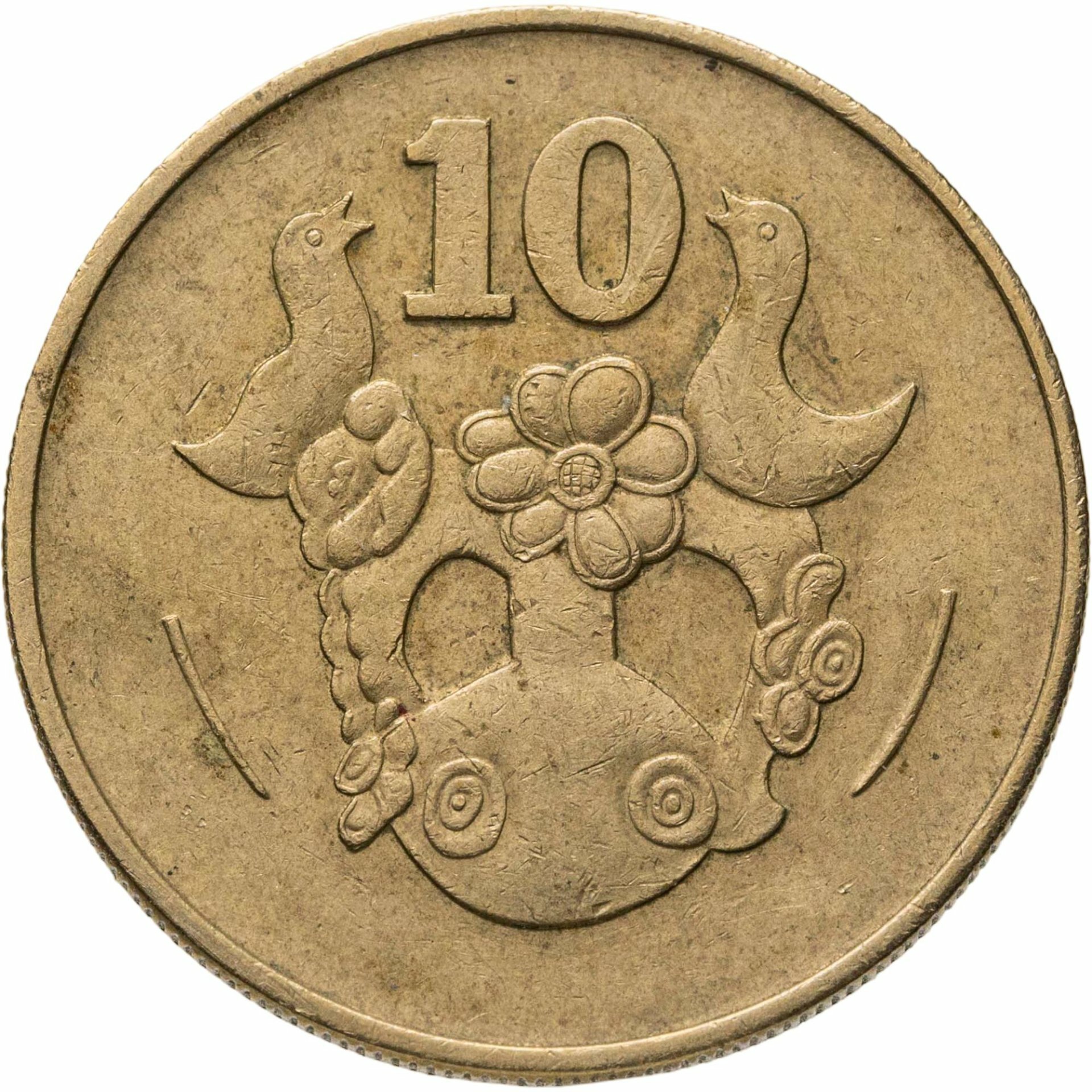 Кипр 10 центов cents 1983, Латунь, в сохранности XF