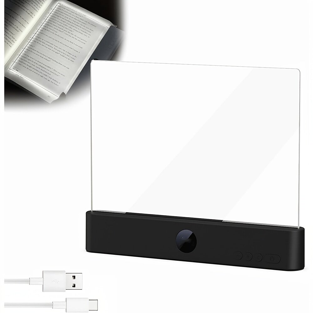 LED светильник для чтения 2-в-1 с ночником, USB-зарядка, защита для глаз, регулировка яркости и цветовой температуры, автоматический таймер, черный