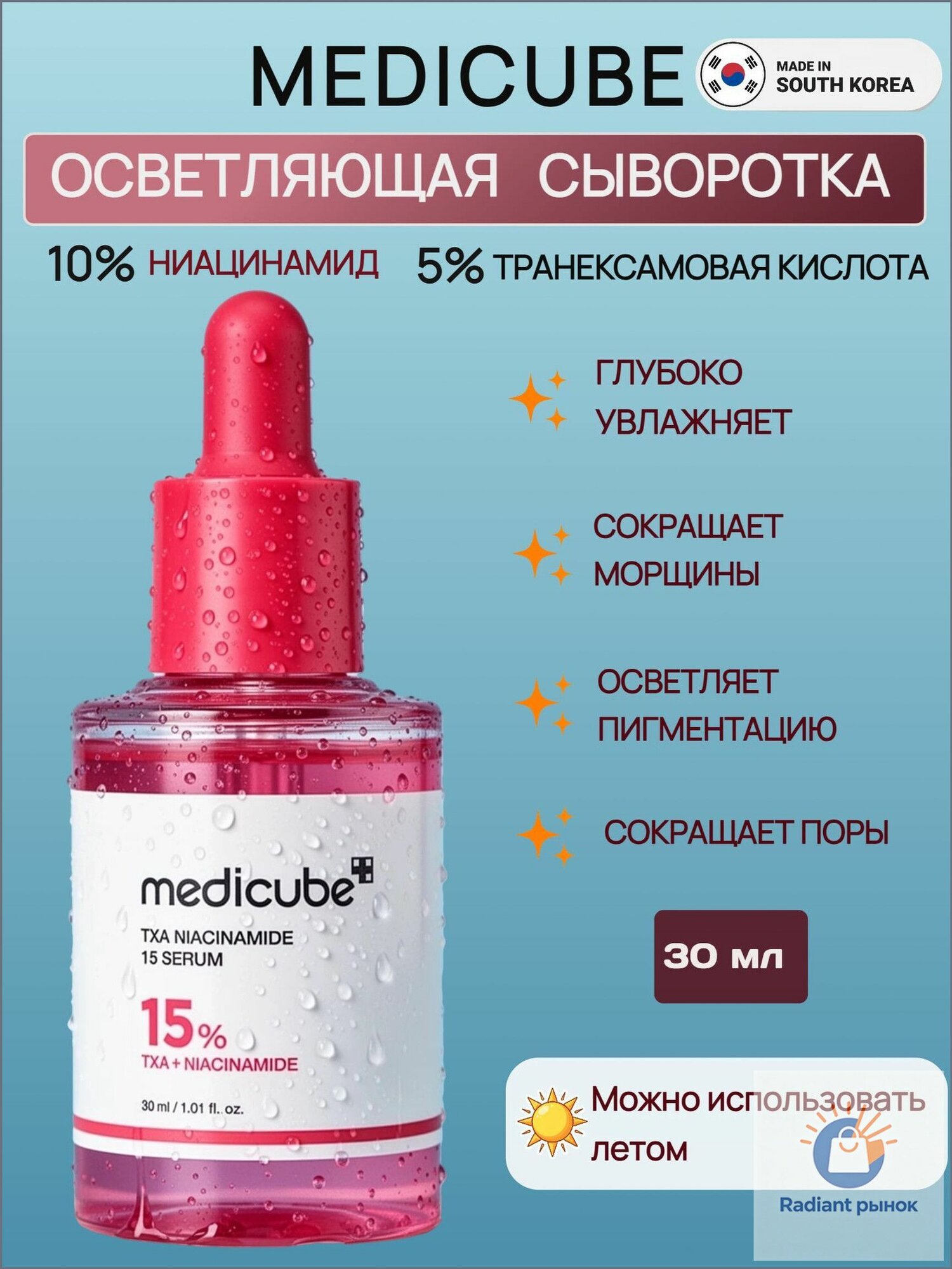 Medicube Осветляющая сыворотка с ниацинамидом TXA Niacinamide 15 Serum