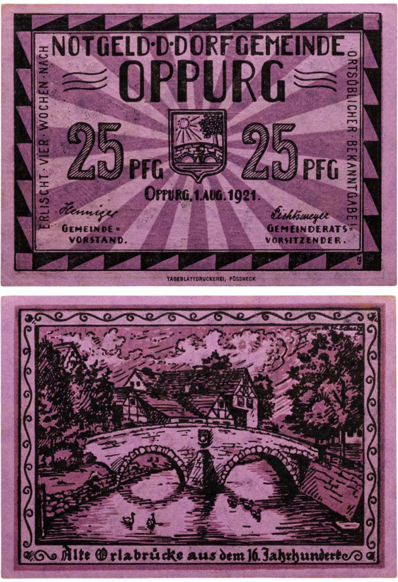 Австрия нотгельды 25 пфеннигов 1921