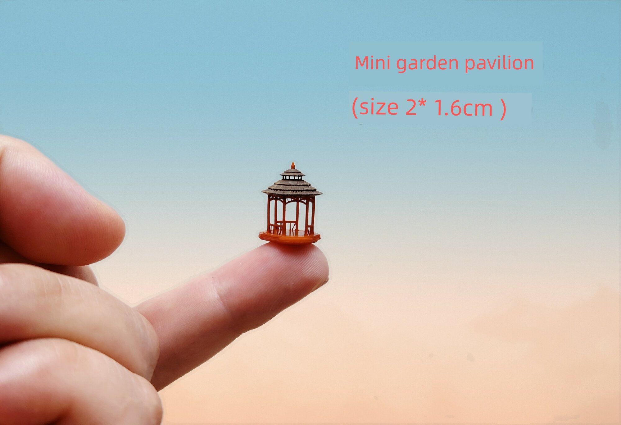 Мини-фигурка маленькой круглой беседки из резины, высота 0.8 см, классическая миниатюра для мини-садов