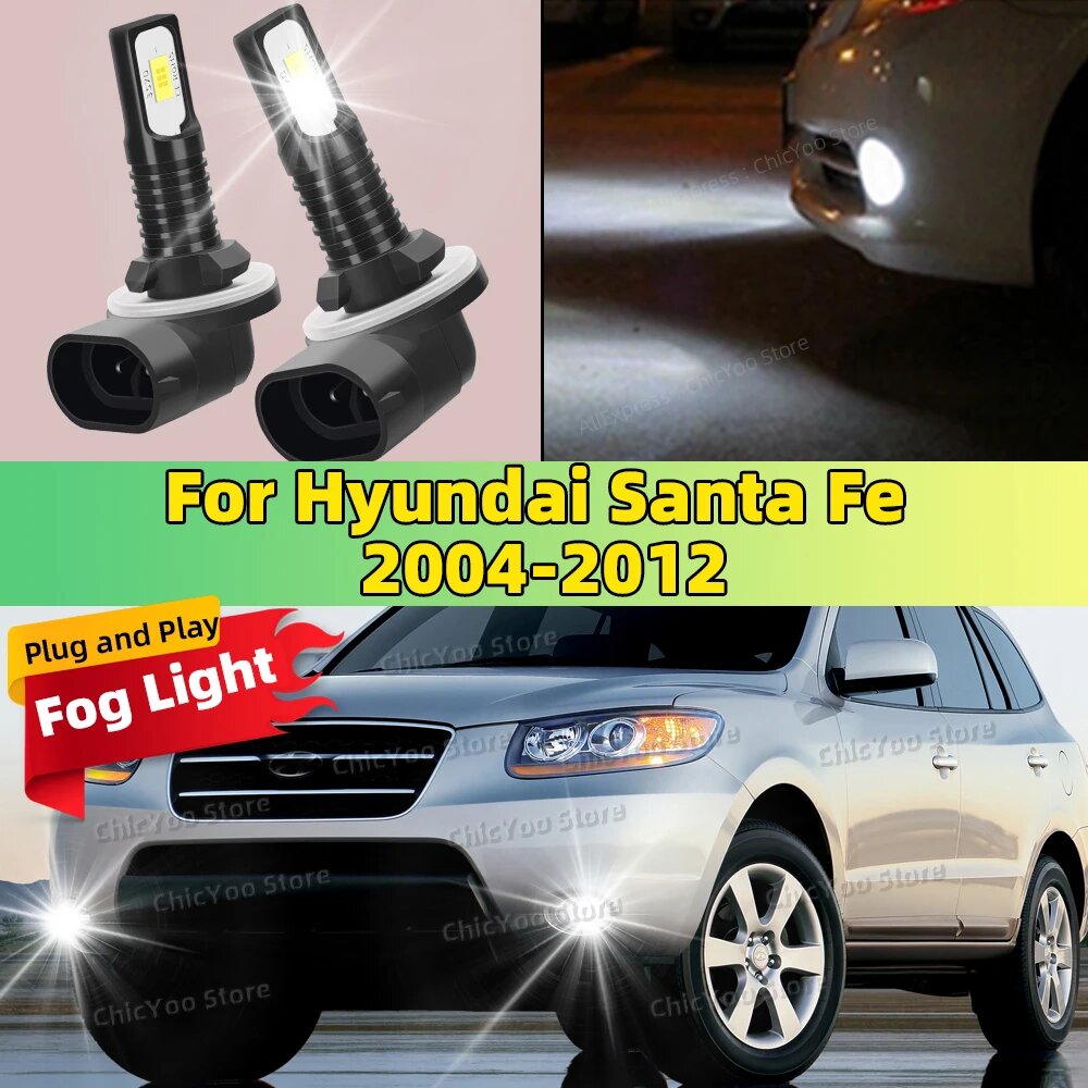 Для Hyundai Santa Fe 2004-2012 2007 2008 2009 2010 2011 2 шт. светодиодная лампа автомобиля передняя противотуманная фара 20000LM ультра яркая Plug and Play