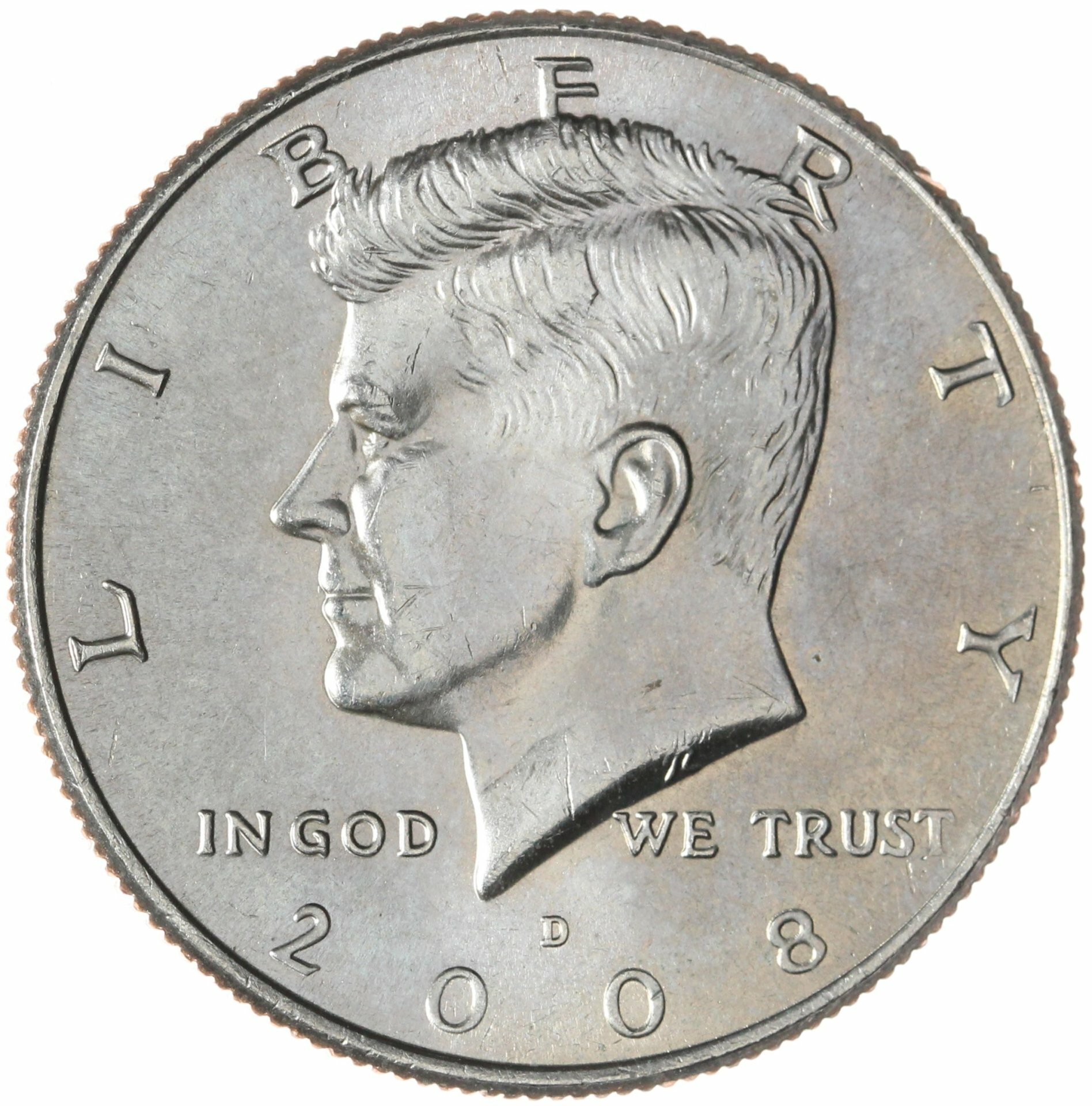 США 50 центов 1/2 доллара, half dollar 2008 D Kennedy Half Dollar Кеннеди знак монетного двора "D" - Денвер, Медь, в сохранности UNC