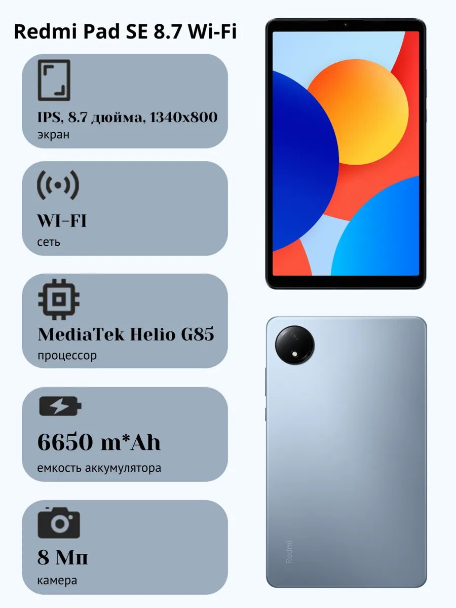 Redmi Pad SE 8.7" Wi-Fi 4/128Gb Ростест (EAC)