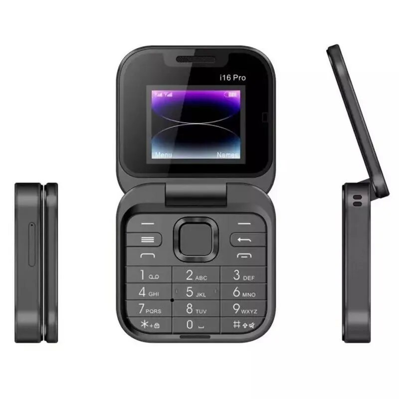 I16 Pro Раскладушка 8GB 16MB Оперативной памяти Чёрный 2 SIM Bluetooth FM-радио