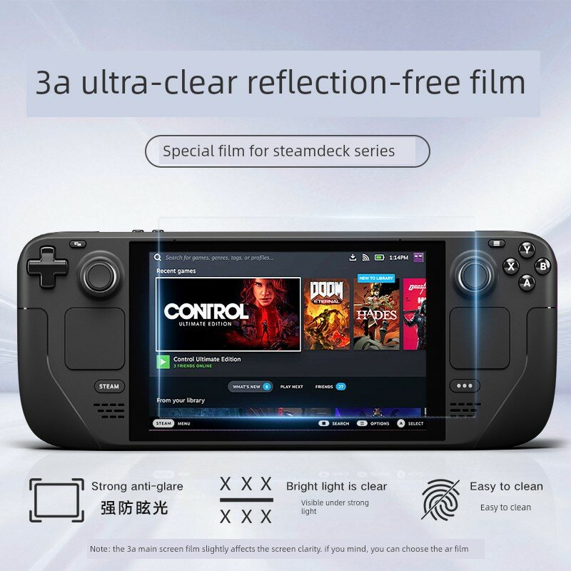 3A игровое покрытие для экрана Steam Deck OLED - антиотражающее, антипылевое, защита от синего света, 1 шт.