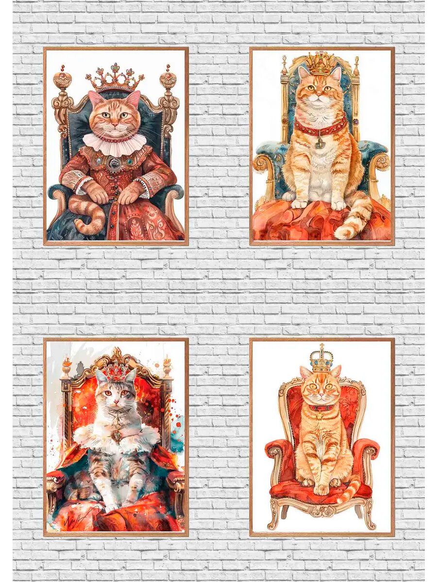 Кошка Као Мани, королева Англии, 4 Плаката, 30x21см