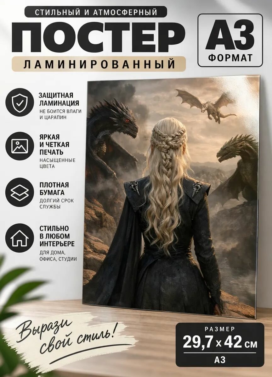 Постер ламинированный "Игра Престолов"