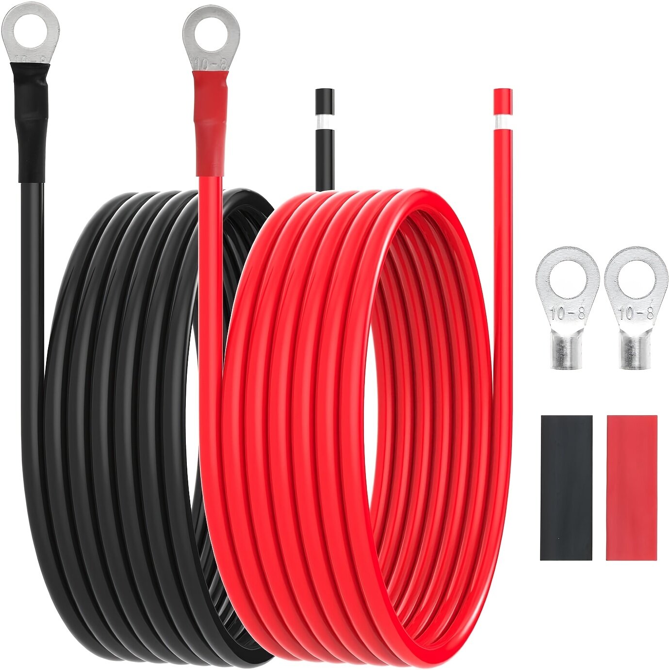 Кабель аккумуляторный 12 AWG медный луженый с разъемом 0T10-8, 2 м (6.56 фута) для авто и RV