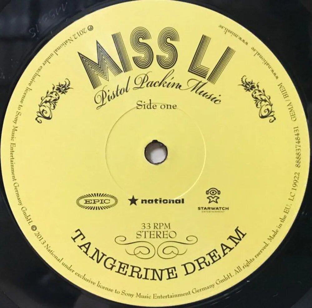Виниловая пластинка Miss Li - Tangerine Dream, Зарубежная поп-музыка, LP, Europe, 2072073466 — фото 1