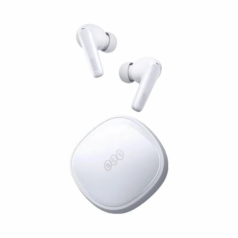 QCY Наушники беспроводные с микрофоном, Bluetooth, USB Type-C, белый