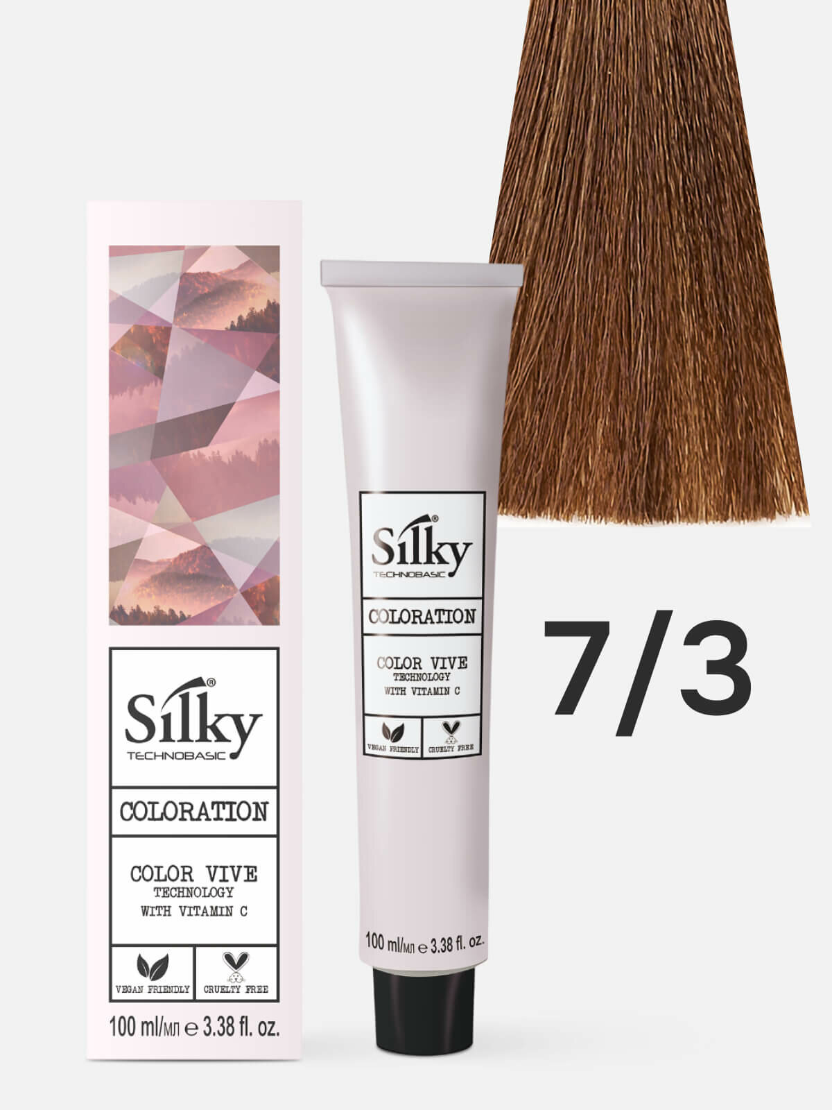 Крем - краска для волос профессиональная Silky Color Vive/Ultralift 7/3 Русый Золотистый, 100 мл
