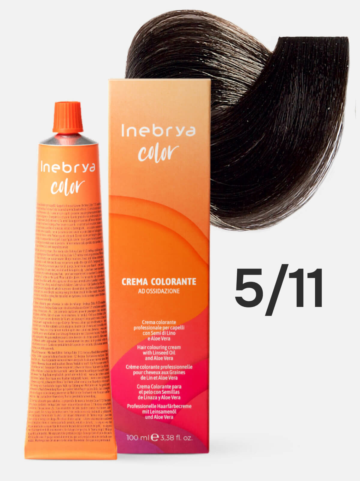 Крем - краска для волос профессиональная Inebrya Color Professional 5/11 Светлый каштановый Интенсивный пепельный, 100 мл
