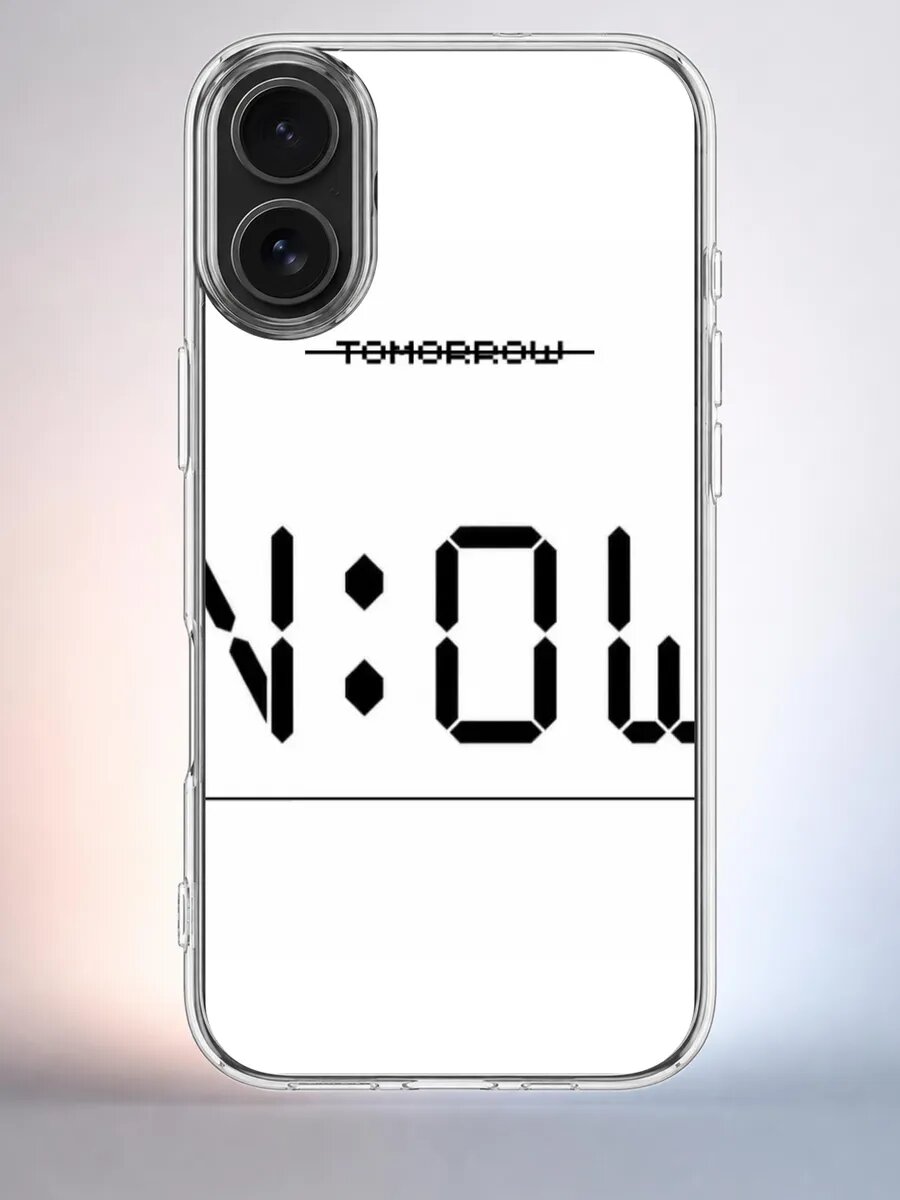 Чехол iPhone 16 надпись now силиконовый прозрачный