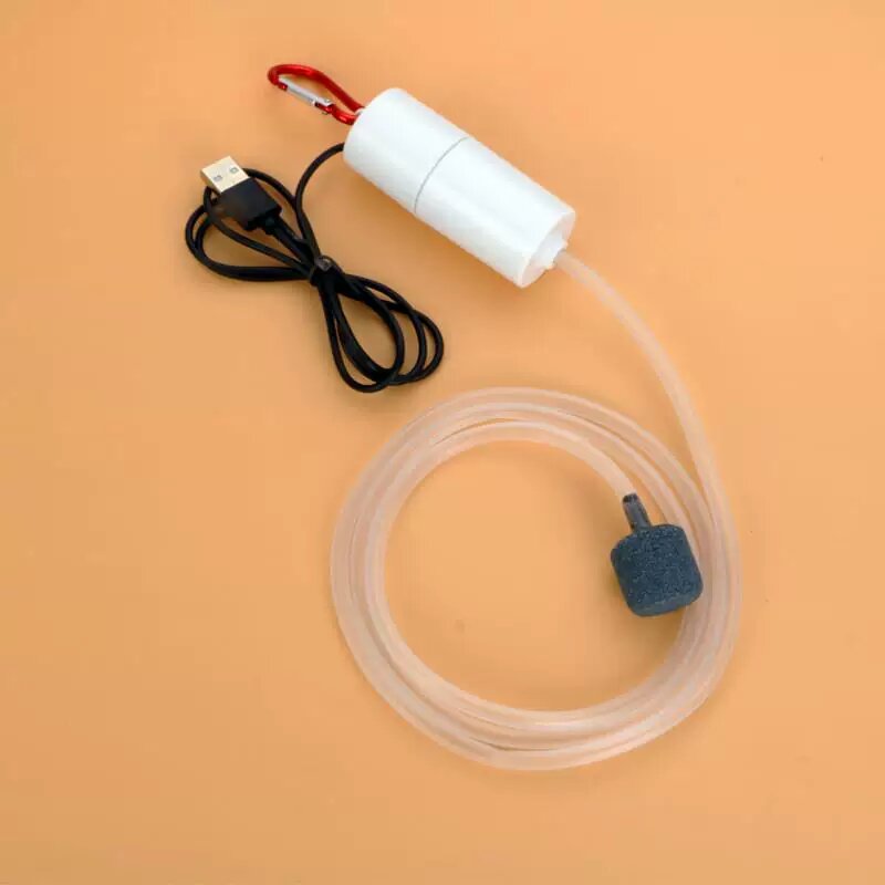 Мини-USB аквариумный насос для аэрации, белый, высокая подача воздуха, один шланг и один камень