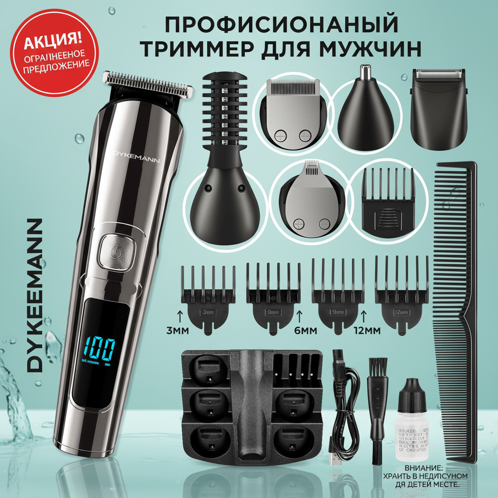 Триммер-бритва для бороды и волос DYKEMANN BARTHAARE GR-24