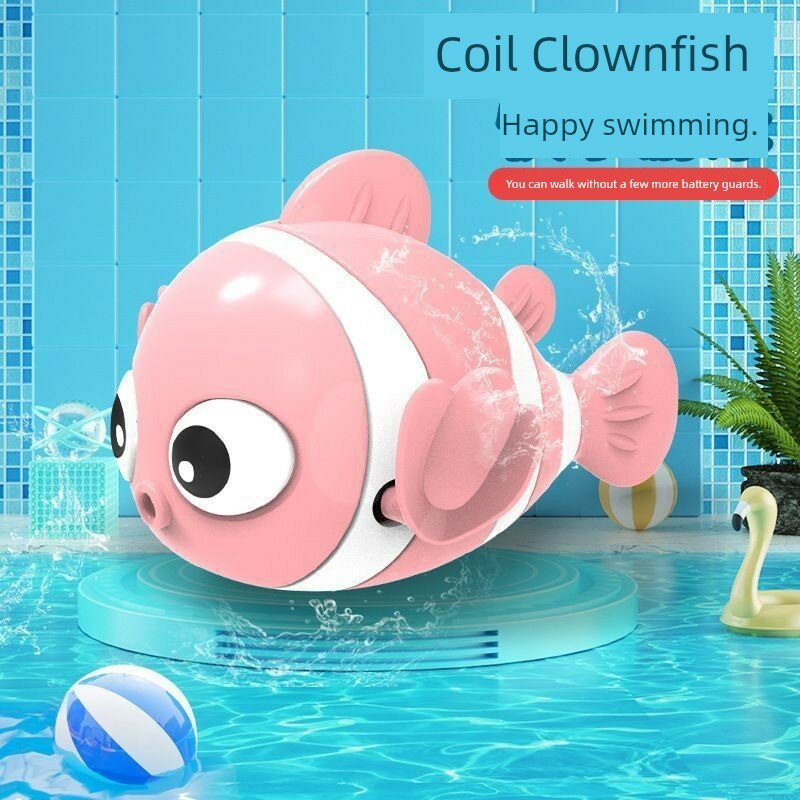 Пружинная игрушечная рыбка-клоун для ванной воды и суши, красная, 1 шт. для купания младенца