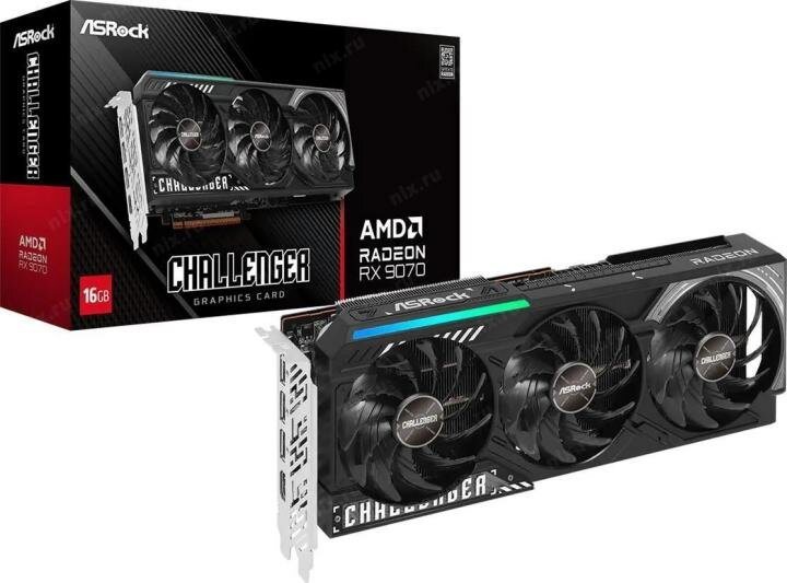 ASRock Challenger RX9070 CL 16G (RADEON RX 9070) 16 Гб, GDDR6, 256 бит, PCI Express, 3xDP,1xHDMI