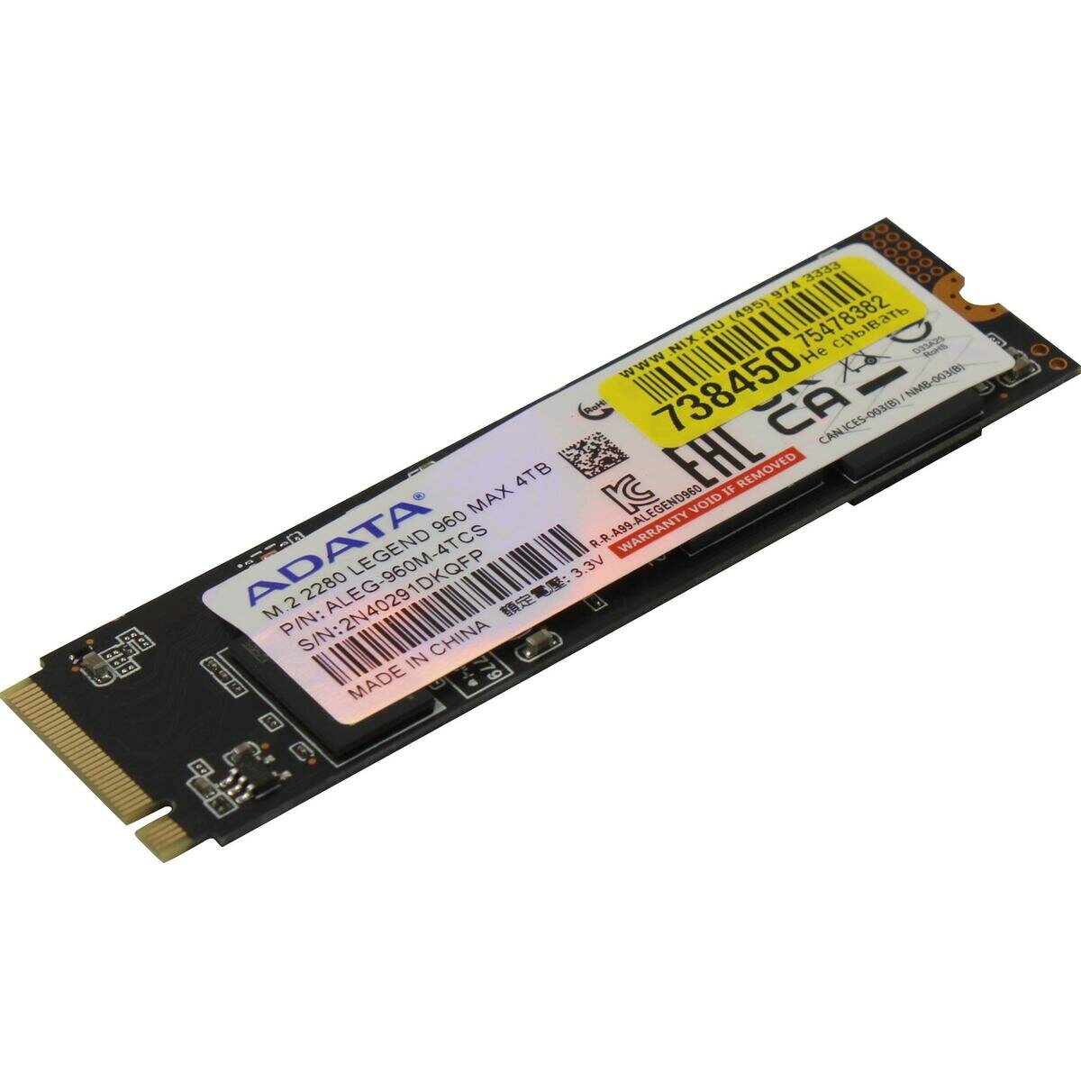 LEGEND 960 MAX ALEG-960M-4TCS 4 Тб M.2 PCI-E Gen4 x4 M.2 Type 2280 M Key кэш 4 Гб, TBW 3120, 0.55 DWPD — фото 1