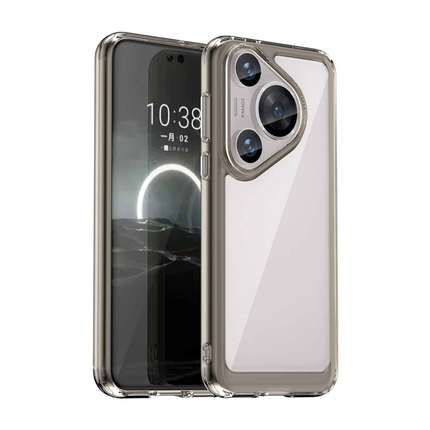 Усиленный защитный чехол с серыми тонированными рамками для Huawei Pura 70 Pro и Pura 70 Pro+