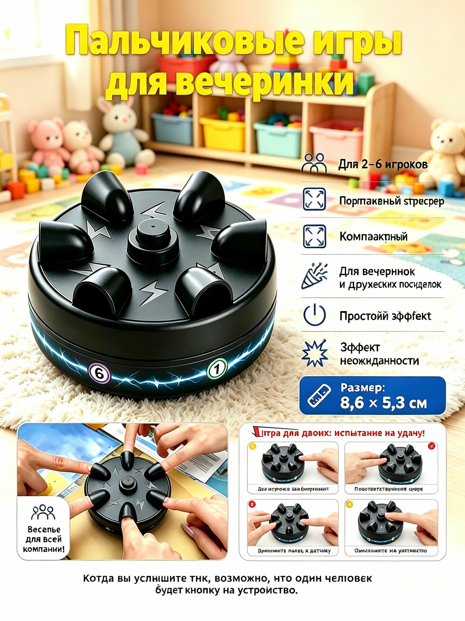 Шок-рулетка / Настольная игра для детей и взрослых / Шок-машина для вечеринок, развивающая ловкость и реакцию