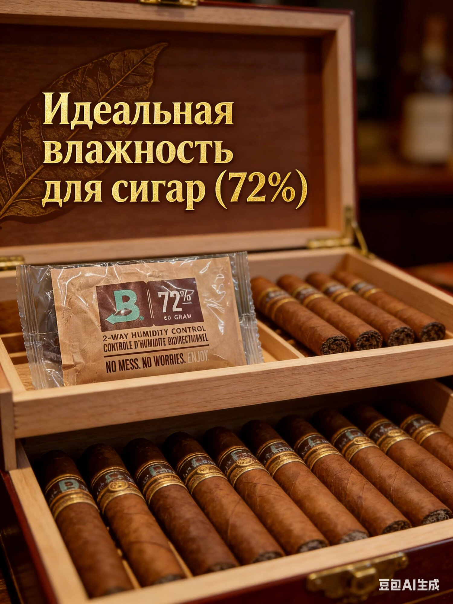 Boveda 72% 60g пакет контроля влажности 2-WAY для сигар, документов, инструментов - надежный увлажнитель/осушитель бе