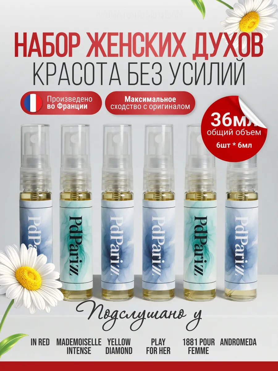 Духи набор пробников стойкие шлейфовые 6шт по 6мл