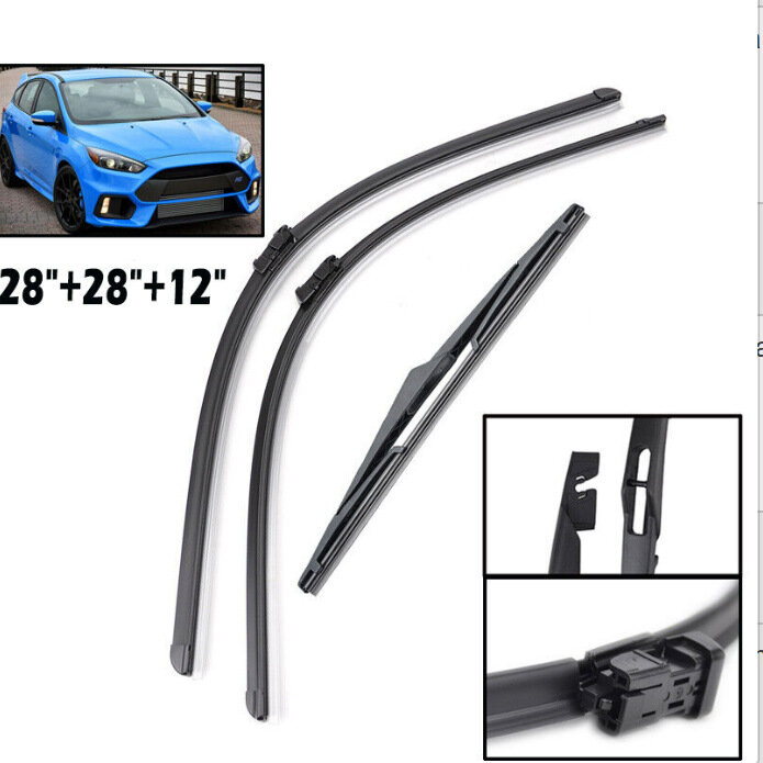 Яндекс подходит для Ford Focus MK3 2011-2017 щетки переднего и заднего дворника 28 дюймов + 28 дюймов + 12 дюймов щетки стеклоочистителя