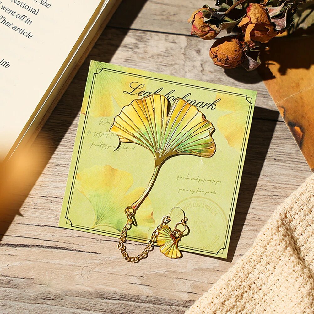 Металлическая закладка в форме листа гинкго Yellow