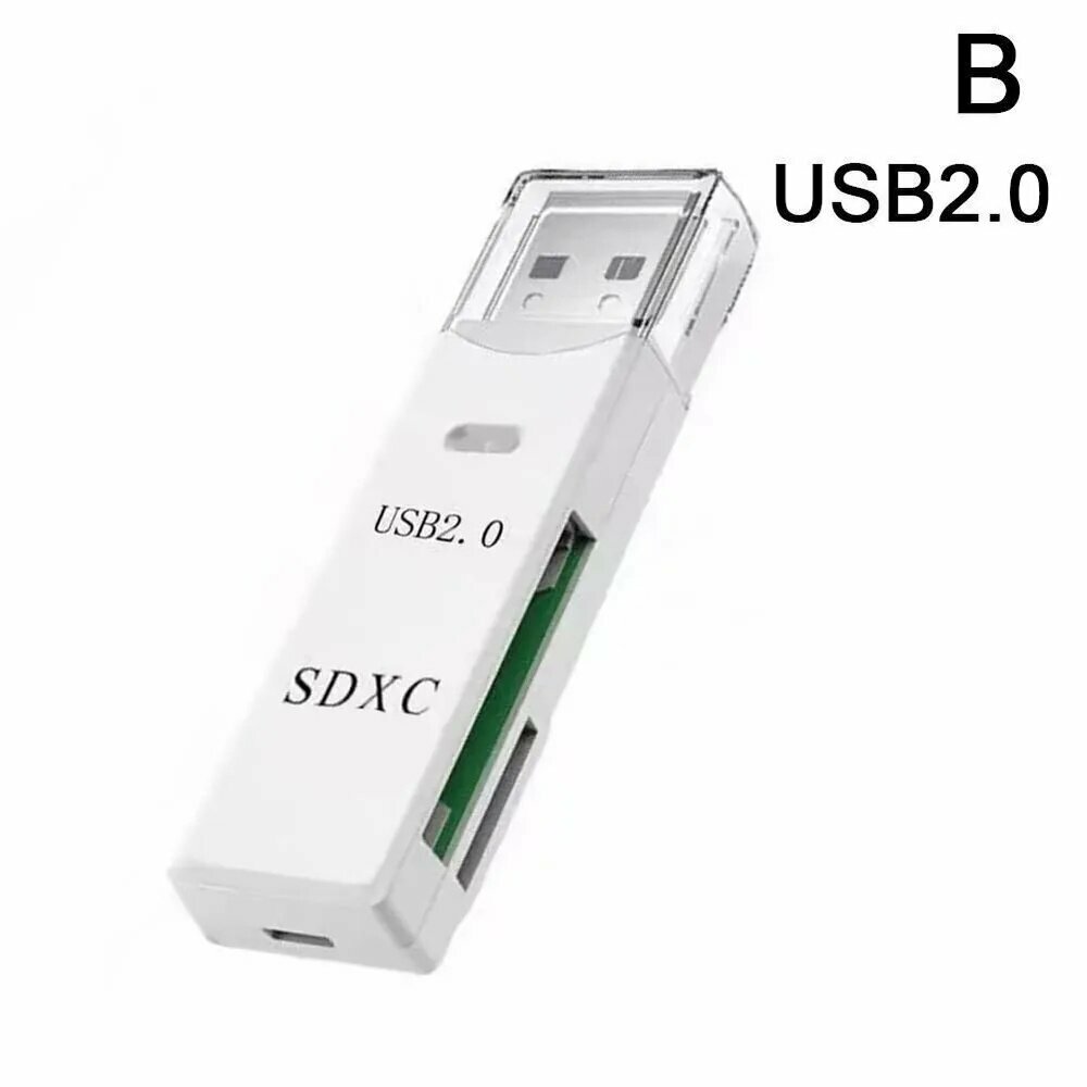 Картридер, Портативный кард-ридер для карт SD MicroSD TF, высокоскоростной, два слота, USB2.0