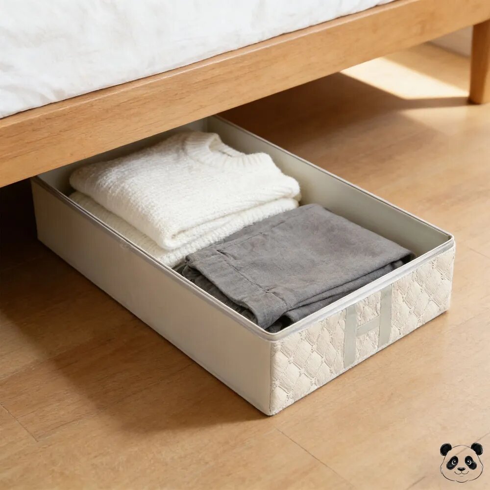 Кофр для хранения вещей 85x45x15 см 1 шт с крышкой светло-бежевый